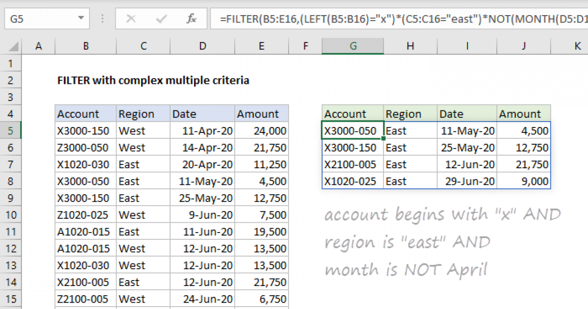 FILTER With Complex Multiple Criteria Excel Formula Exceljet